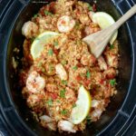 Slow Cooker Chicken & Seafood Paella - Fit Slow Cooker Queen