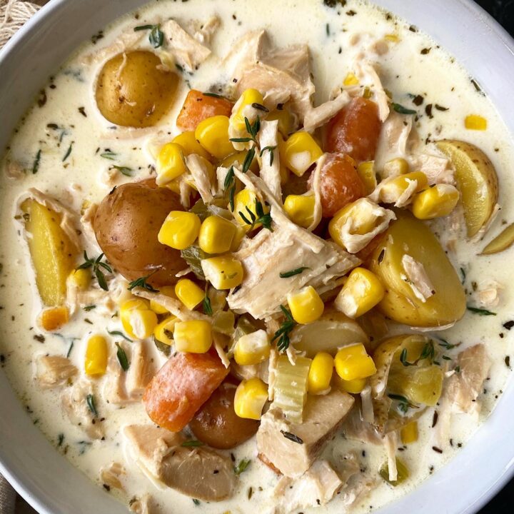 Crockpot Leftover Turkey Corn Chowder + VIDEO - Fit Slow Cooker Queen