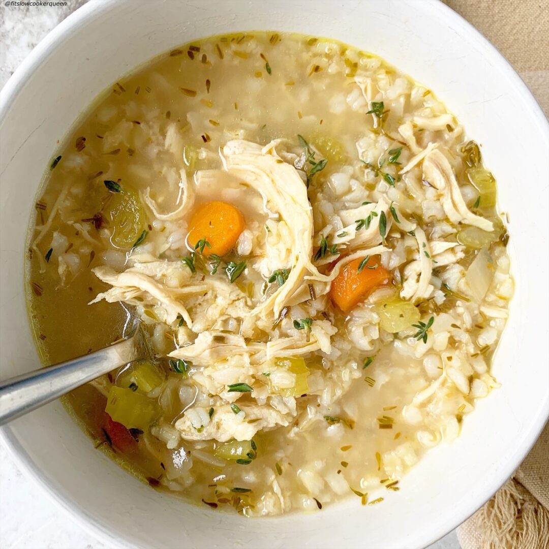 Slow Cooker Leftover Turkey Soup - Fit Slow Cooker Queen