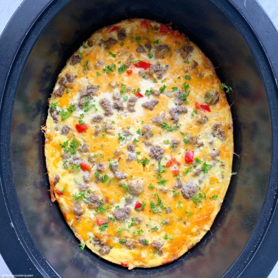 Slow Cooker Breakfast Casserole - Fit Slow Cooker Queen