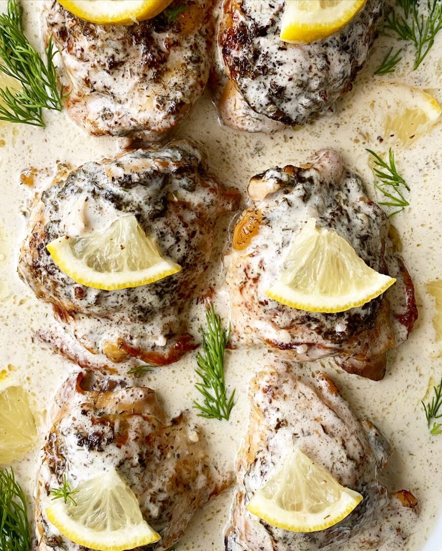 Slow Cooker Creamy Lemon Dill Chicken - Fit Slow Cooker Queen