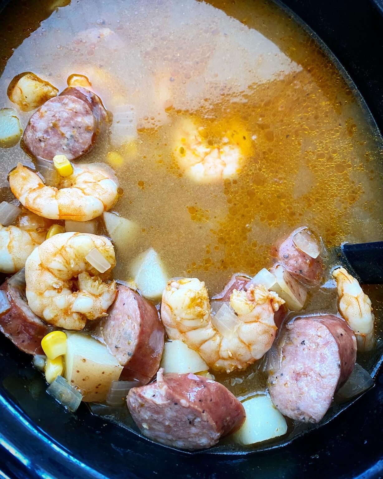Slow Cooker Shrimp Boil Soup - Fit Slow Cooker Queen