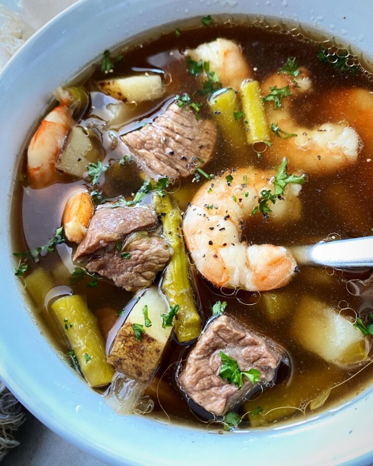 Crockpot Surf and Turf Soup - Fit Slow Cooker Queen