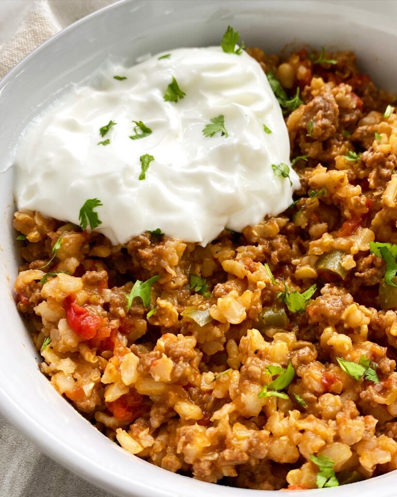 slow cooker ground beef spanish rice (1) - Fit Slow Cooker Queen