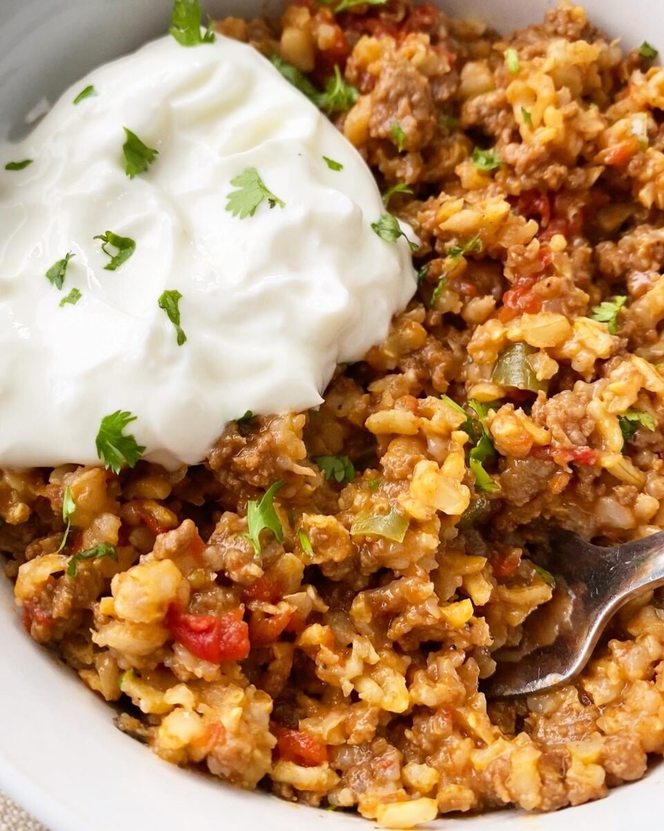 Crockpot Ground Beef Spanish Rice - Fit Slow Cooker Queen